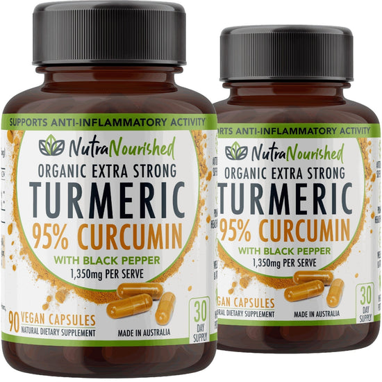Organic Pure Curcumin Tablets - 95% Pure Organic Vegan - 2x90 Turmeric ...
